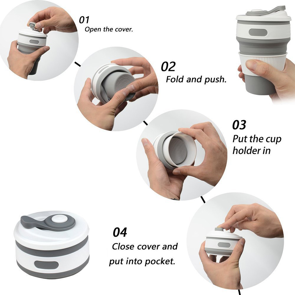 350ml/12oz Portable Folding Coffee Cups Travel Telescopic Collapsible ...